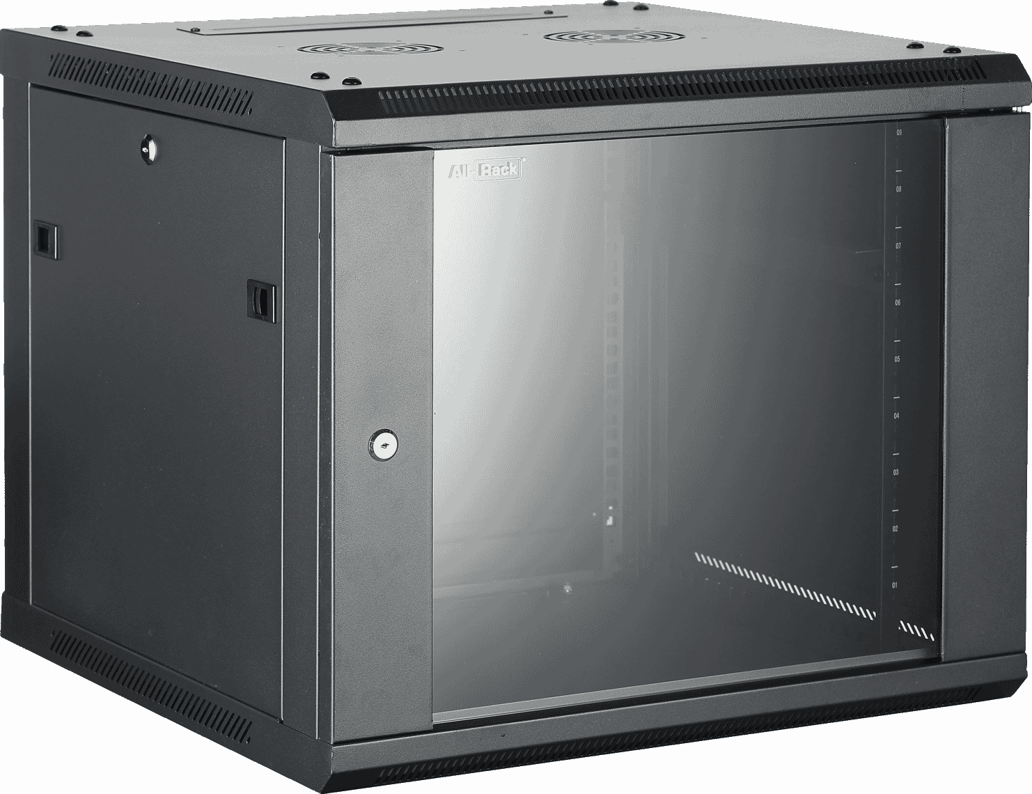 All-Rack CAB12WB550BLK 12U 550mm Deep Wall Mount Cabinet, Black