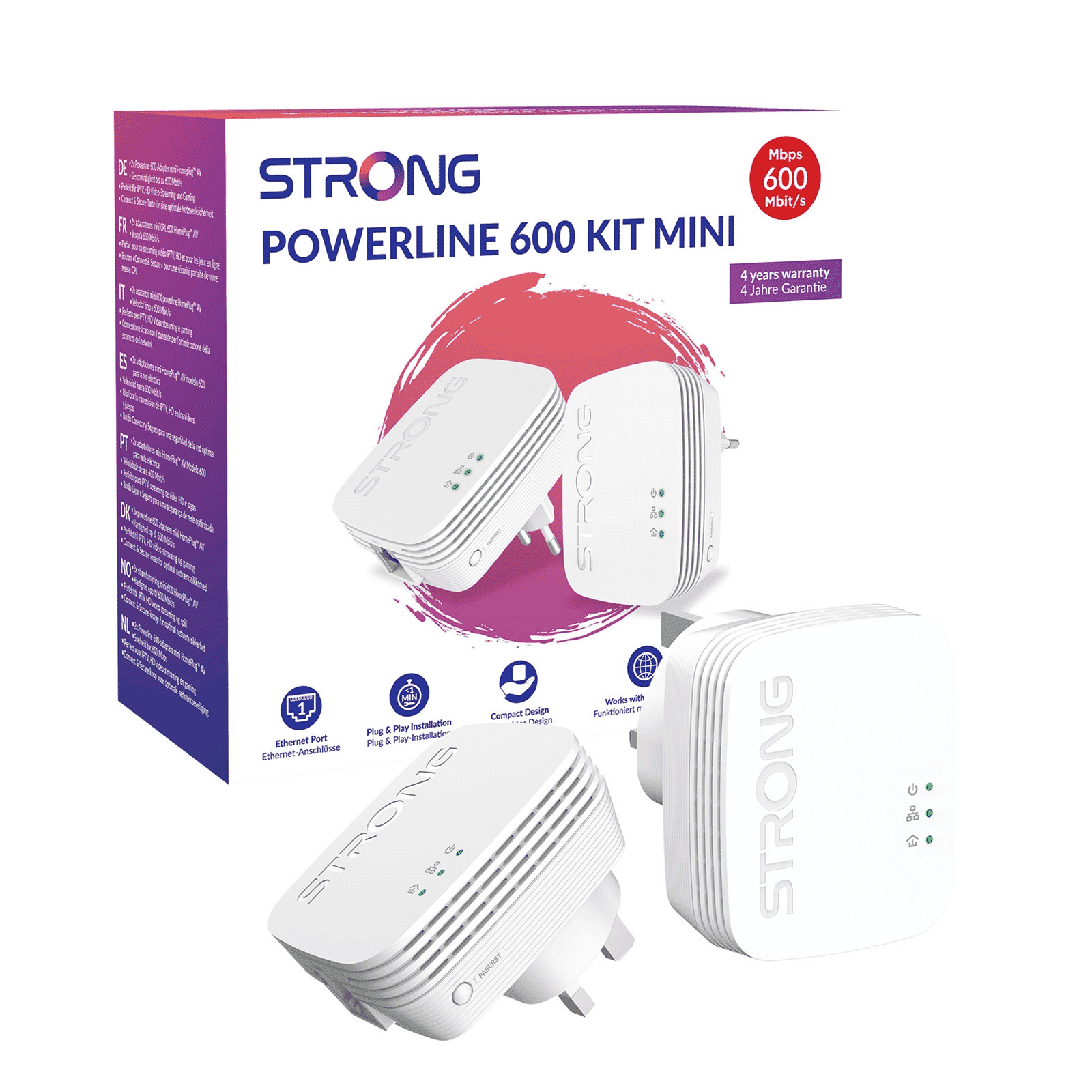 POWERL600DUOMINIUK STRONG 600MBPS MINI POWERLINE ETHERNET HOME PLUG ...