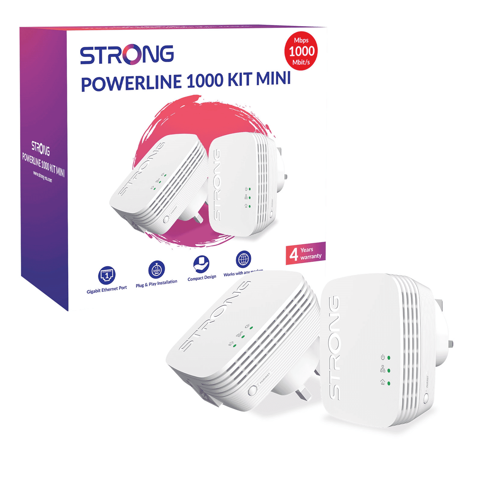 POWERL1000DUOMINIUK STRONG 1000MBPS MINI POWERLINE ETHERNET HOME PLUG ...